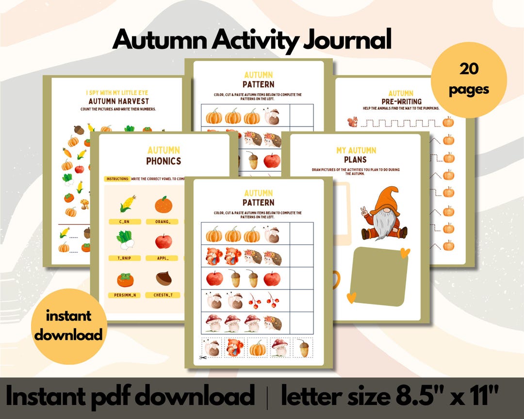 Fall-themed Educational & Fun Kids Activity Book | Printable Learning ...