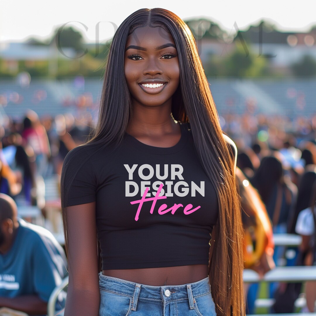 Black Crop Top Mock up | Trendy Crop Top Mock up | Black Woman Model ...