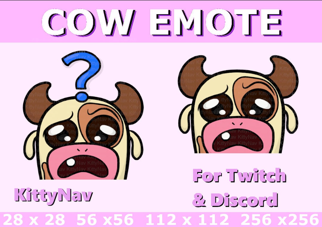 Confused Cow Emotes for Twitch & Discord - Etsy