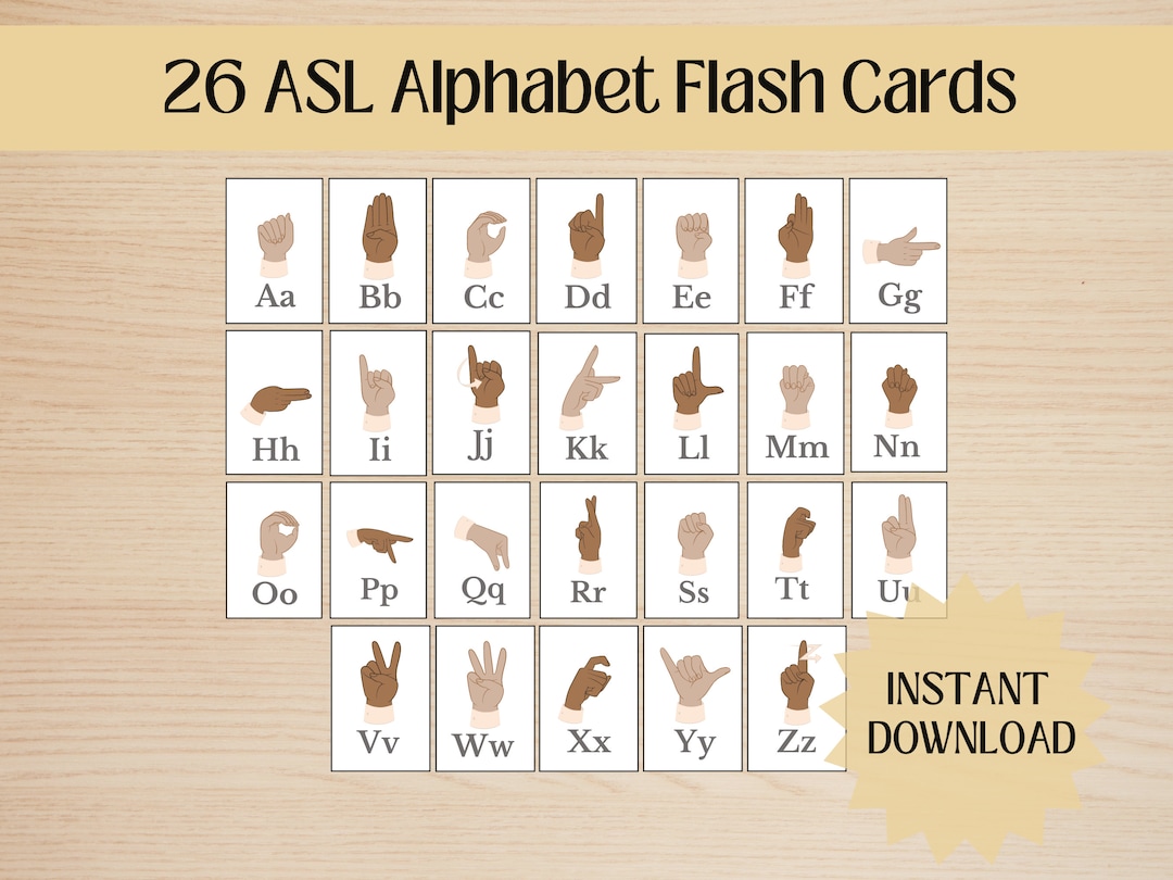 Sign Language ASL Flash Cards Alphabet Homeschool Printable Montessori ...