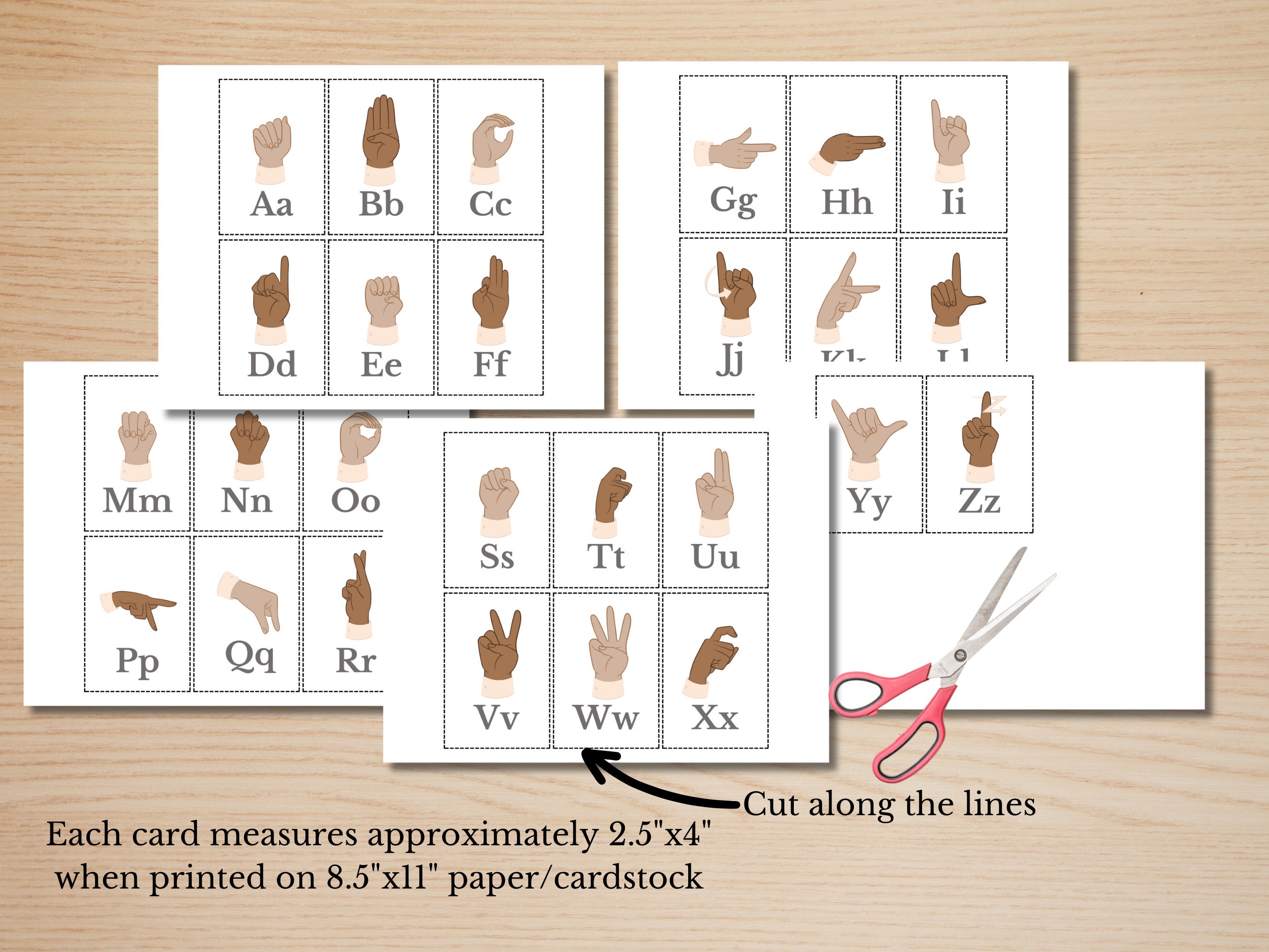 Sign Language ASL Flash Cards Alphabet Homeschool Printable Montessori ...