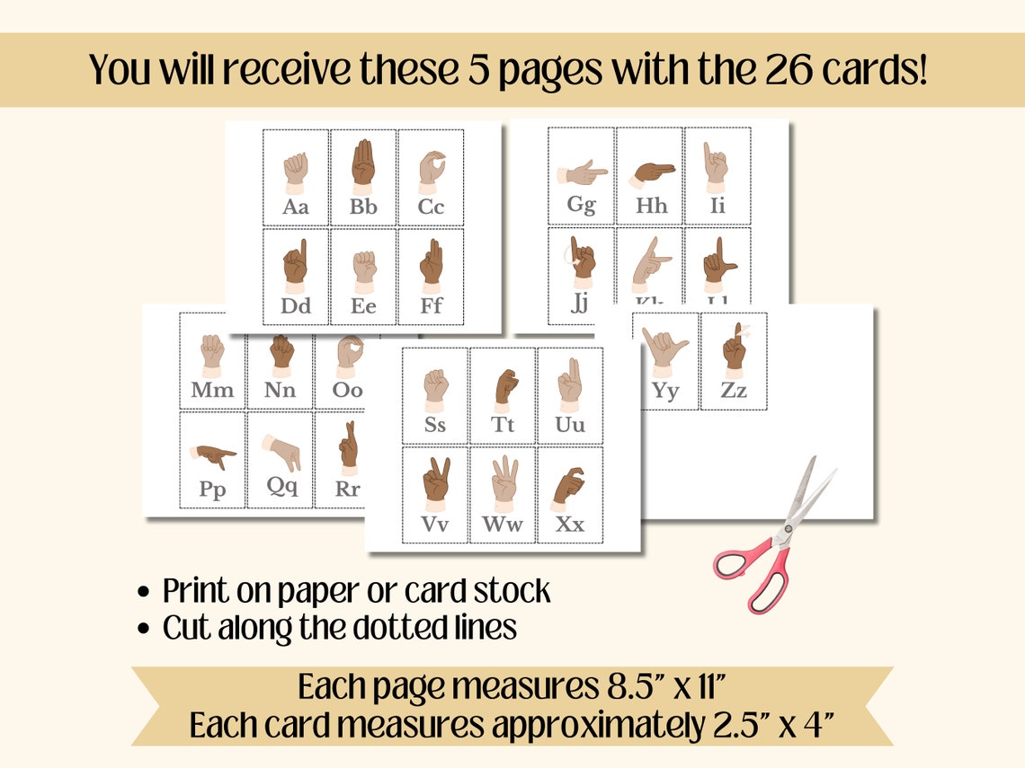 Sign Language ASL Flash Cards Alphabet Homeschool Printable Montessori ...