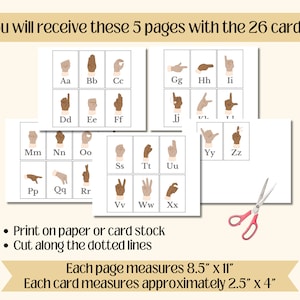 Sign Language ASL Flash Cards Alphabet Homeschool Printable Montessori ...