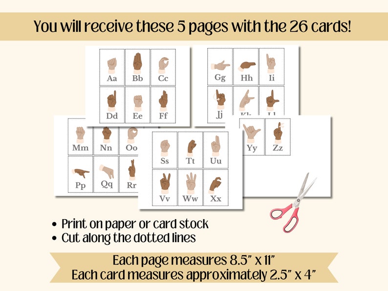 Sign Language ASL Flash Cards Alphabet Homeschool Printable Montessori ...