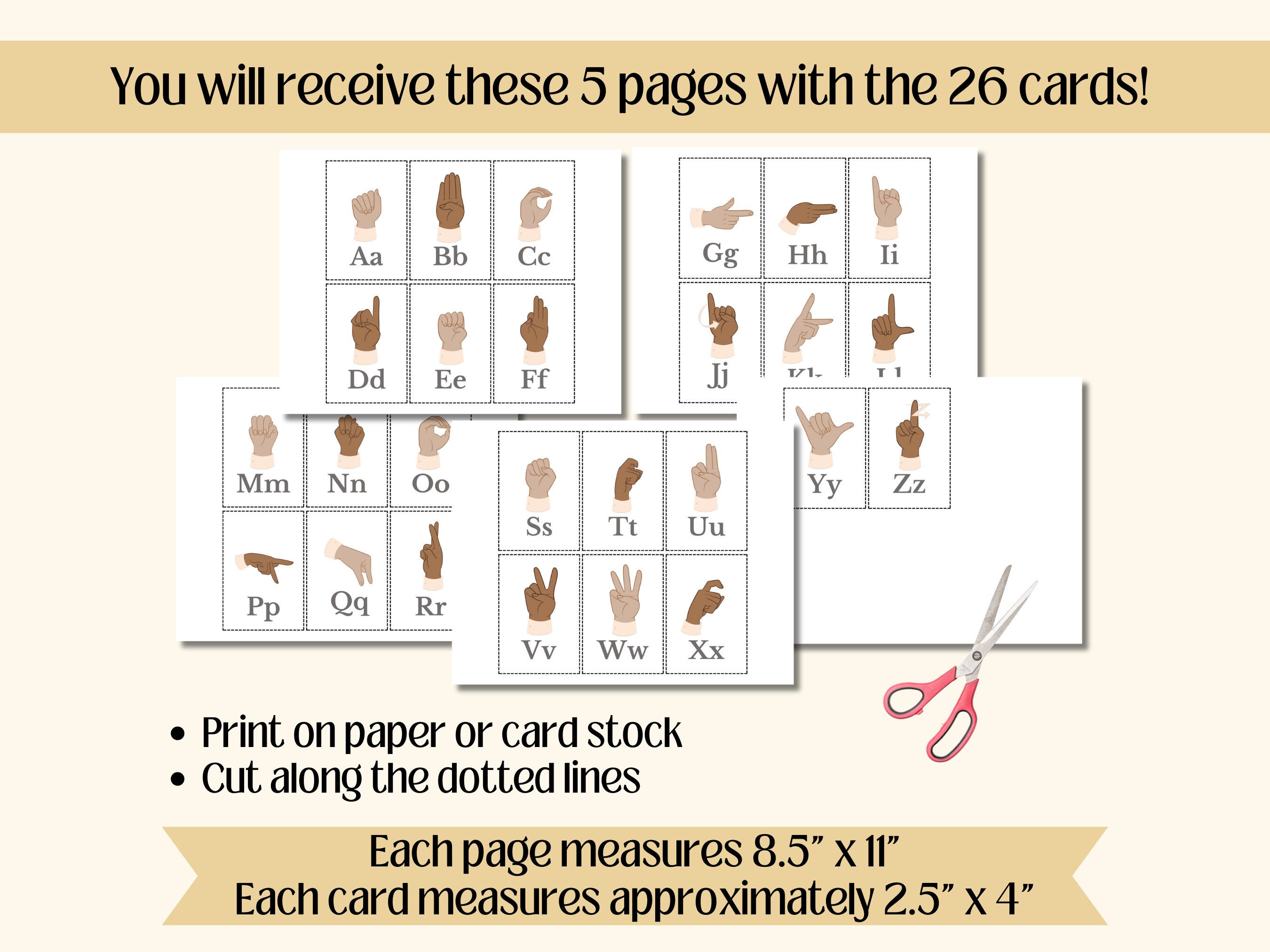 Sign Language ASL Flash Cards Alphabet Homeschool Printable Montessori ...