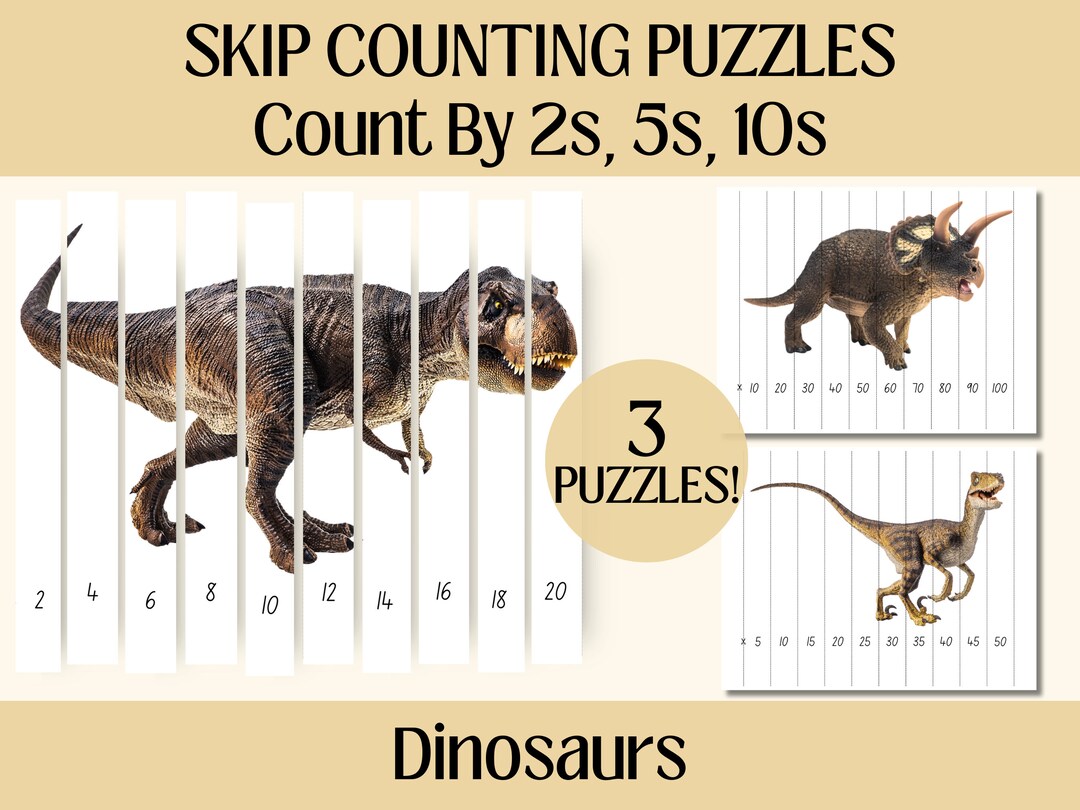 Dinosaur Skip Counting Sequence Number Recognition Puzzles Skip Count ...
