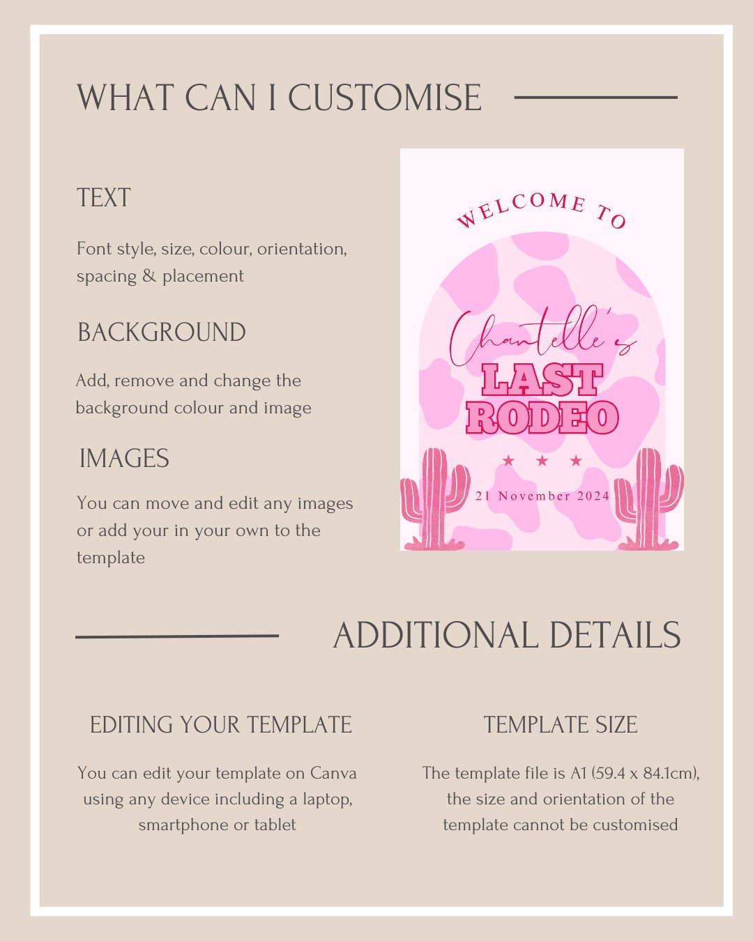 Customisable 'last Rodeo' Arch Welcome Sign Instant Digital Download ...