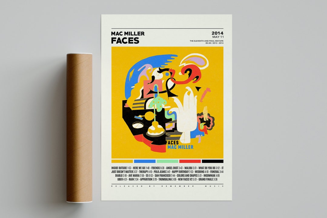 Mac Miller / Faces Poster / Tracklist Album Cover Poster / Poster Print ...