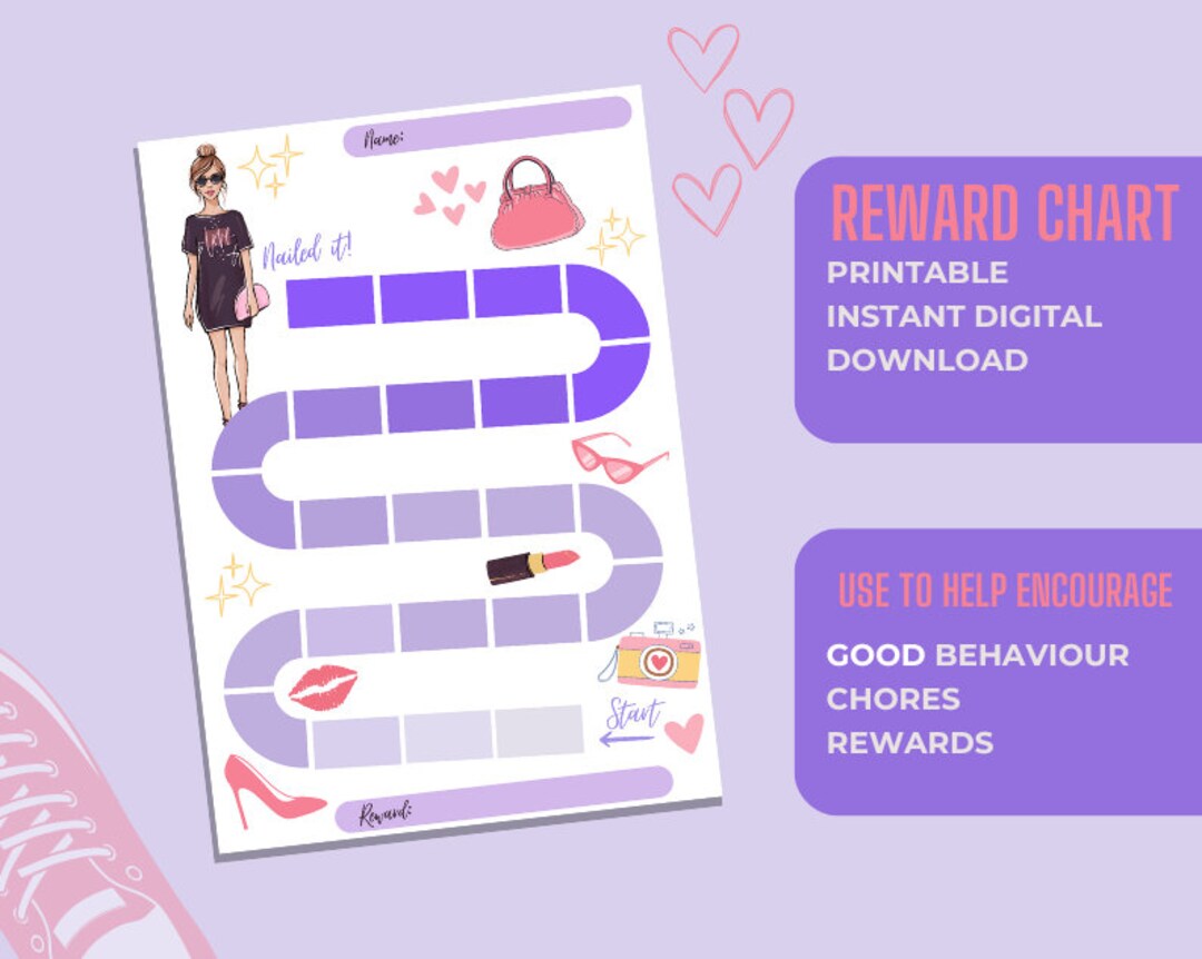 Printable Fashion Reward Chart Tween Behaviour Chart Daily Chore Chart ...