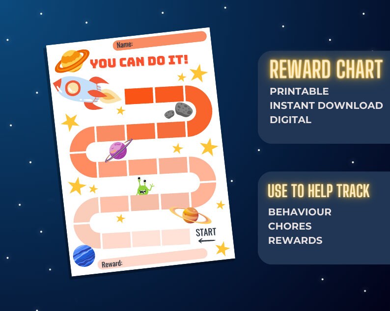 Printable Space Reward Chart Rocket Behaviour Chart Daily Chore Chart ...