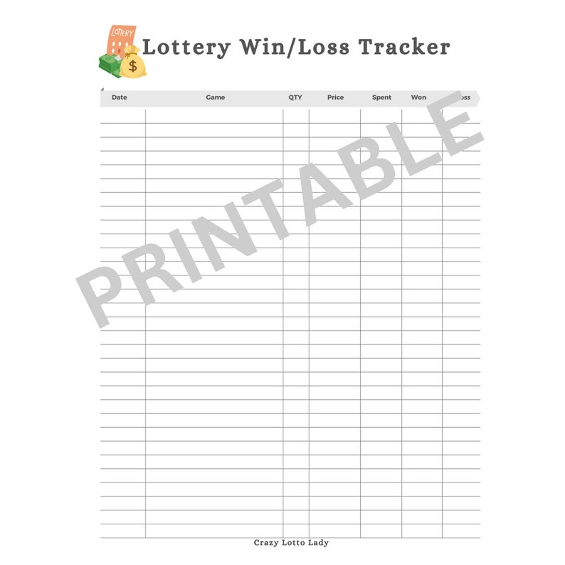 Printable Lotto Lottery Log Sheet | Win Loss Tracker | Track Wins ...