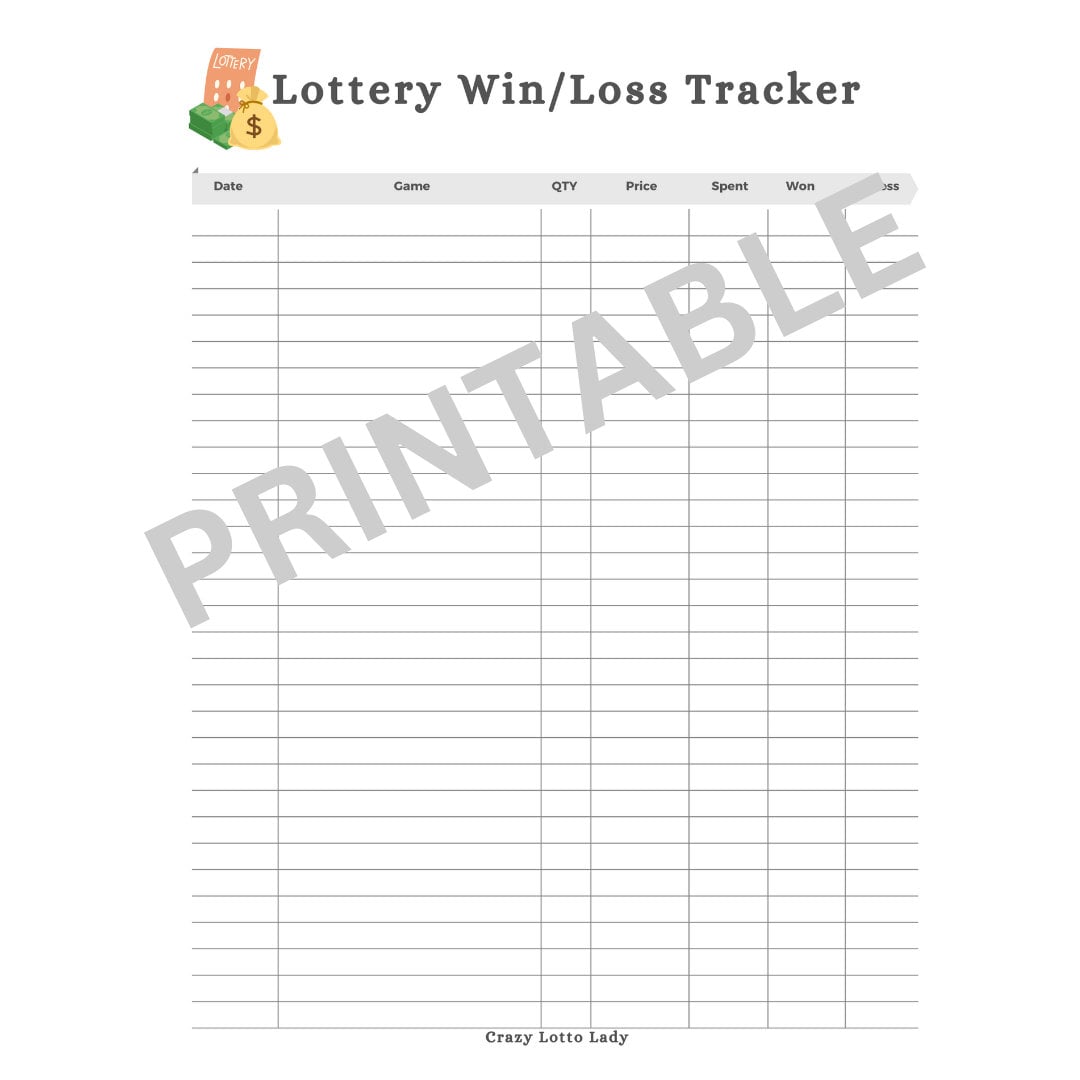 Printable Lotto Lottery Log Sheet | Win Loss Tracker | Track Wins ...