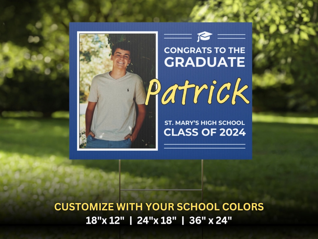 Custom Grad Yard Sign With Metal H Stakes High School/college ...