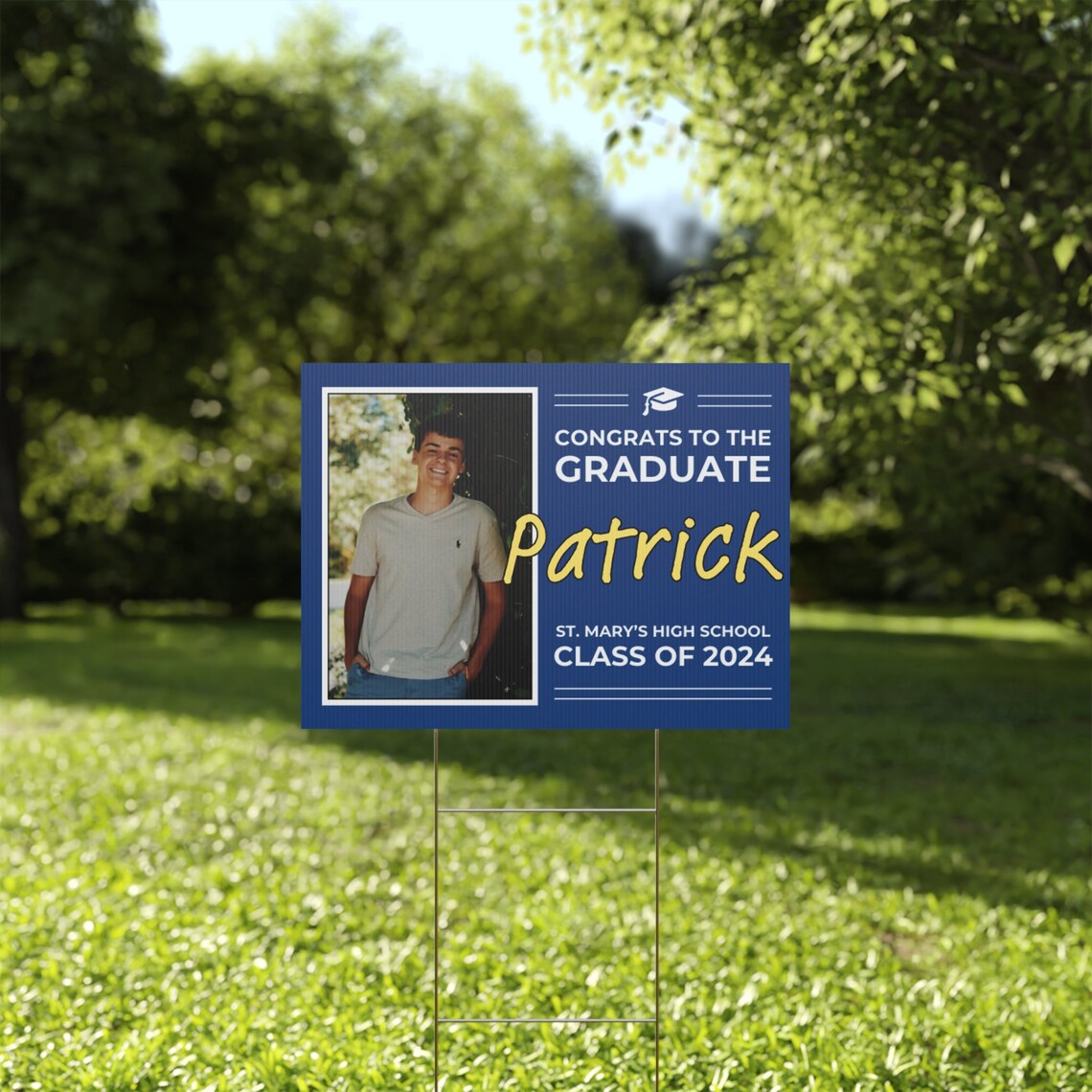 Custom Grad Yard Sign With Metal H Stakes High School/college ...