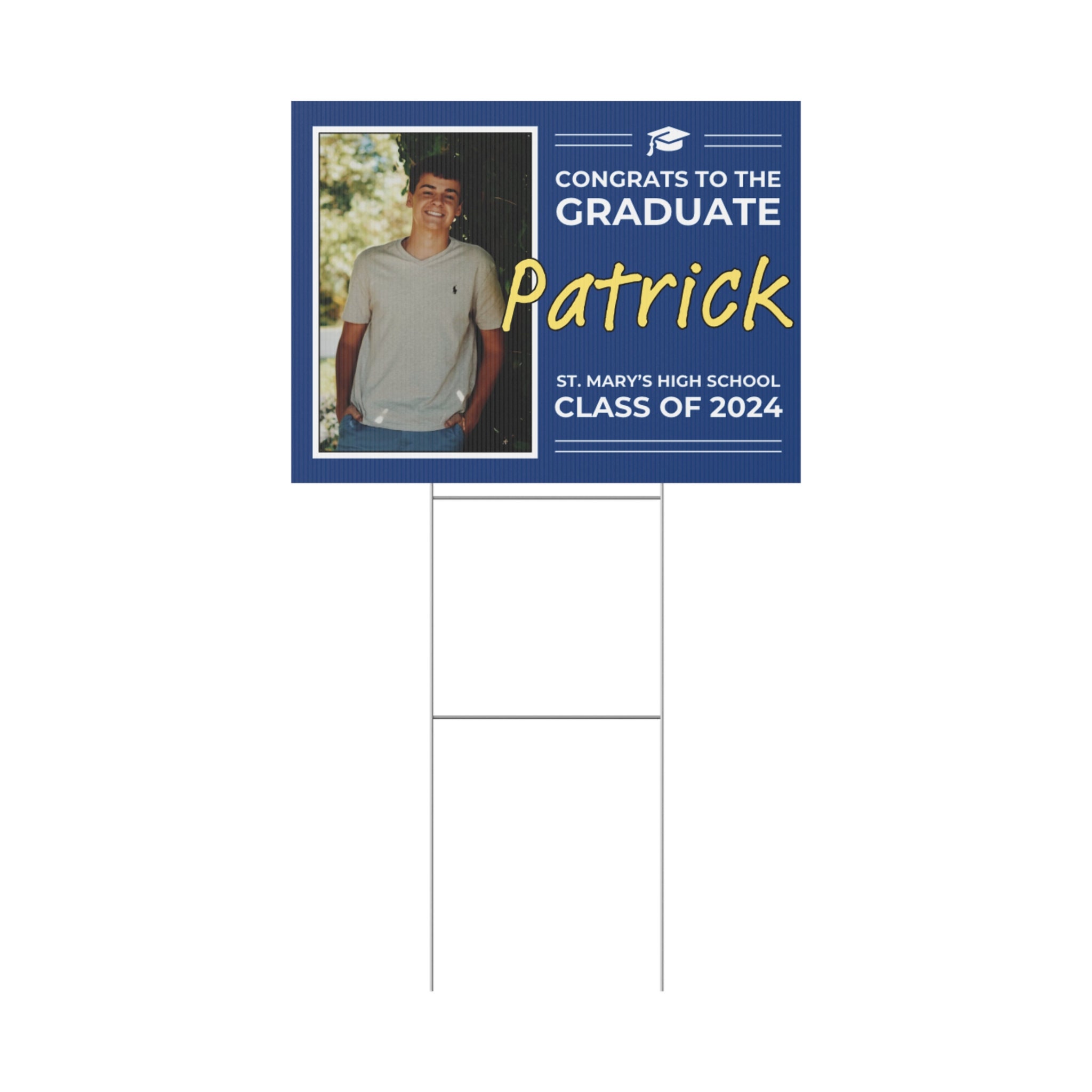 Custom Grad Yard Sign With Metal H Stakes High School/college ...