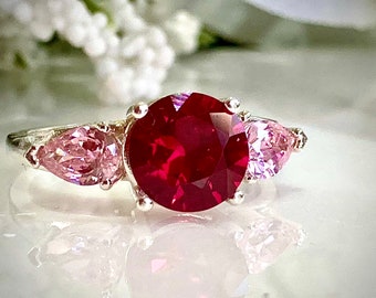 Simulated Ruby Ring - Etsy