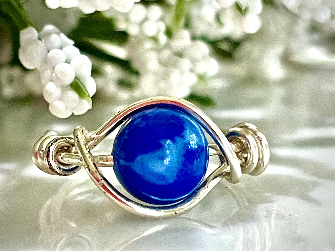 Blue Lapis Lazuli Wire Wrapped Ring, Wire Wrapped Gemstone Rings ...