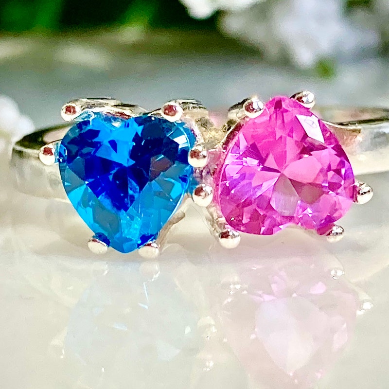 Blue Heart Ring - Etsy