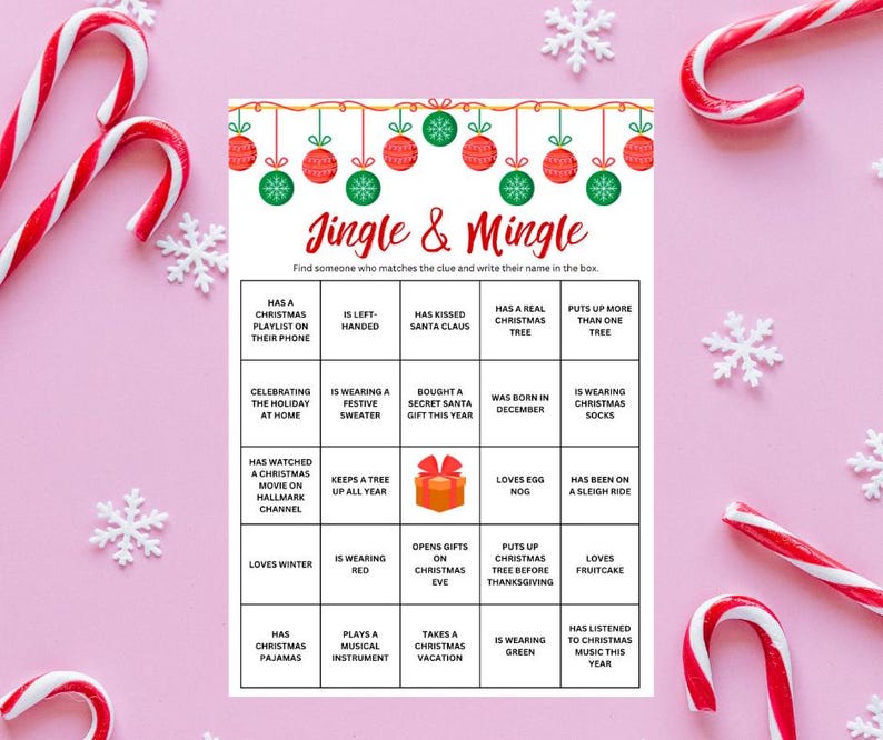 Jingle & Mingle Holiday Bingo Game for Families or Events - Etsy Canada