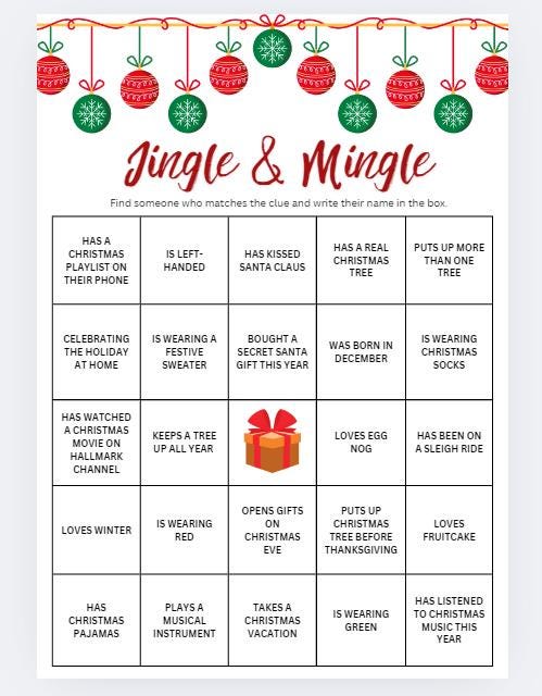 Jingle & Mingle Holiday Bingo Game for Families or Events - Etsy Canada