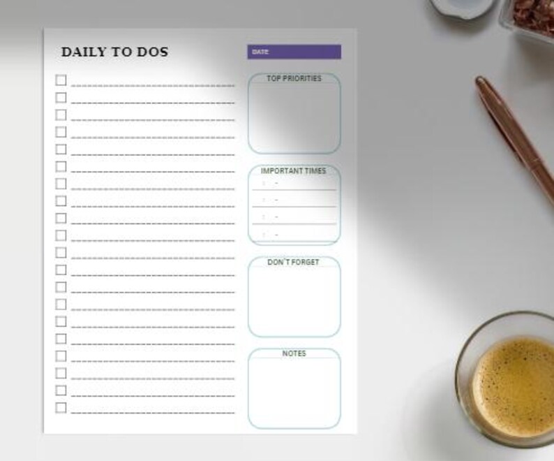 Daily to Do List - Printable - Letter Size - Etsy