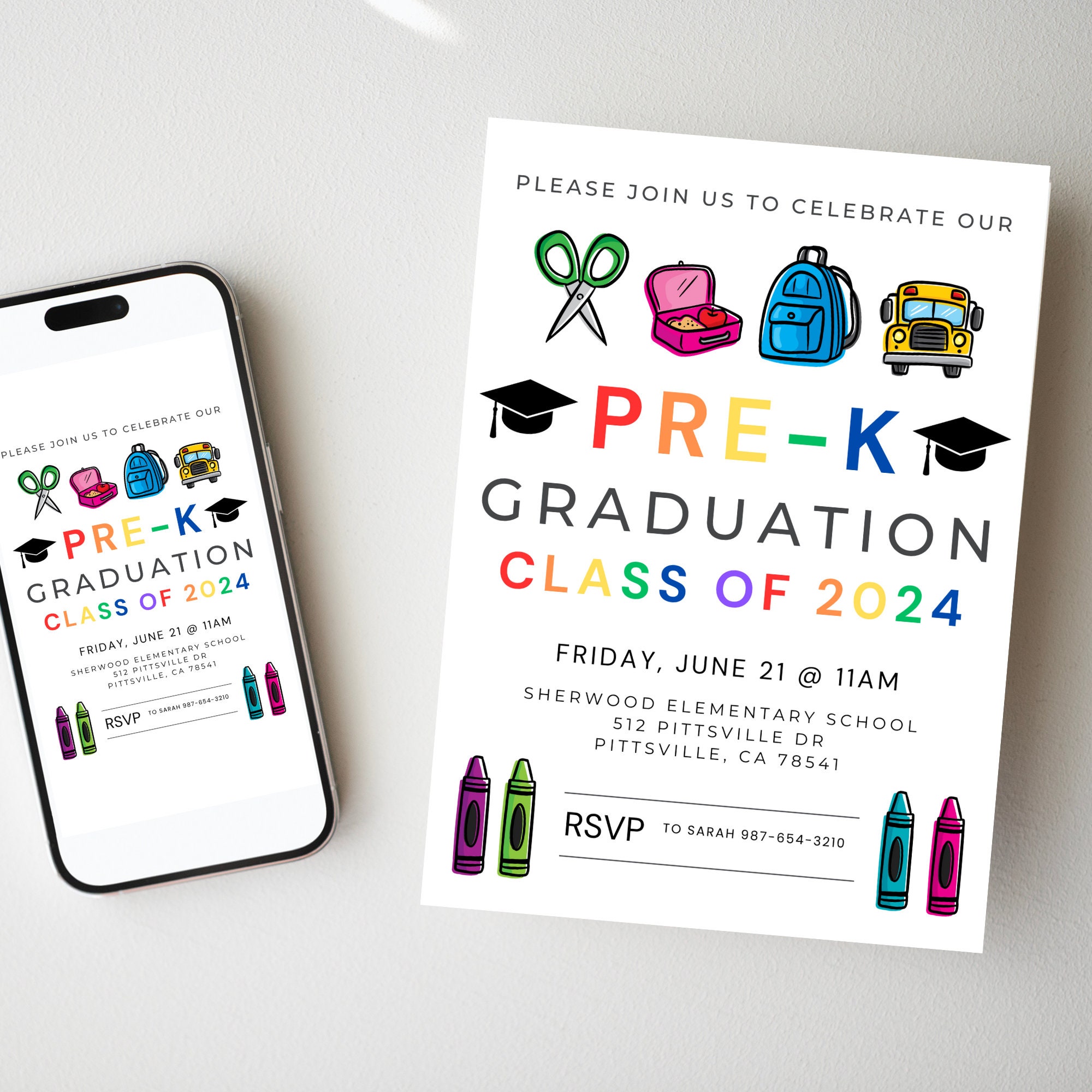 Preschool Graduation Invitations Canva, Invite Your Friends to Your ...
