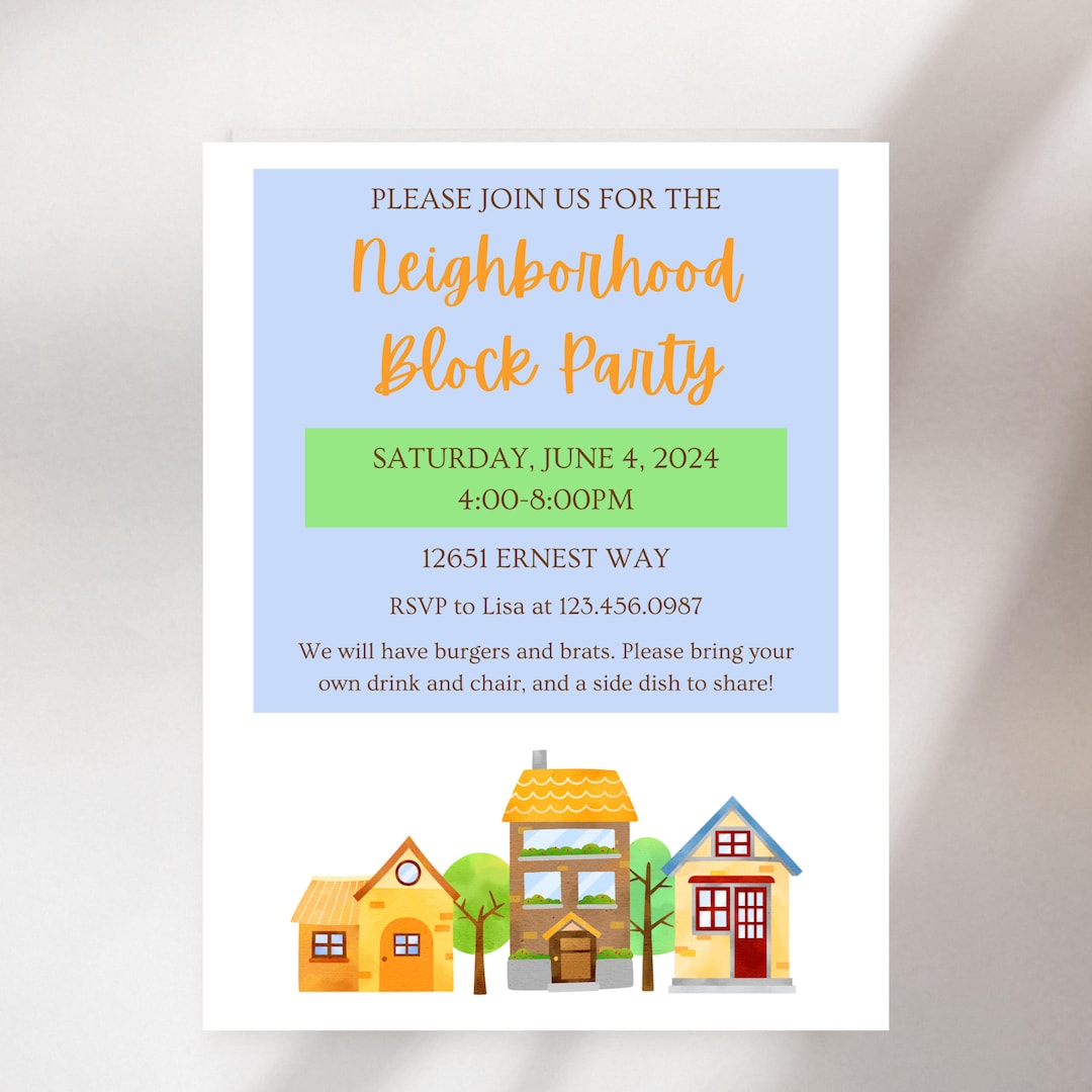Block Party Flyer Template, Neighborhood Party Invitation - Etsy