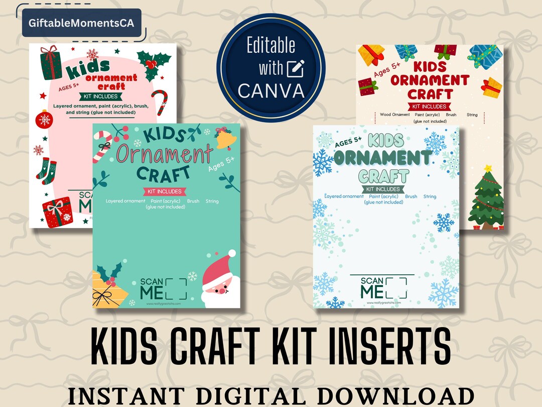 DIY Craft Kit for Kids Editable Christmas Ornament Craft Template Craft ...