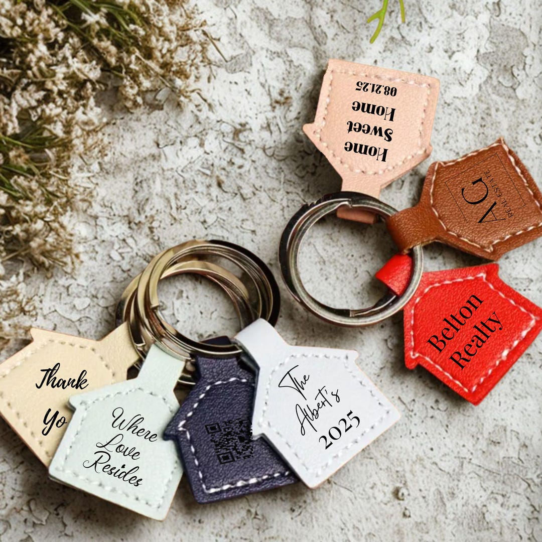 Personalized House Key Tag Faux Leather Realtor Closing Gift Custom ...