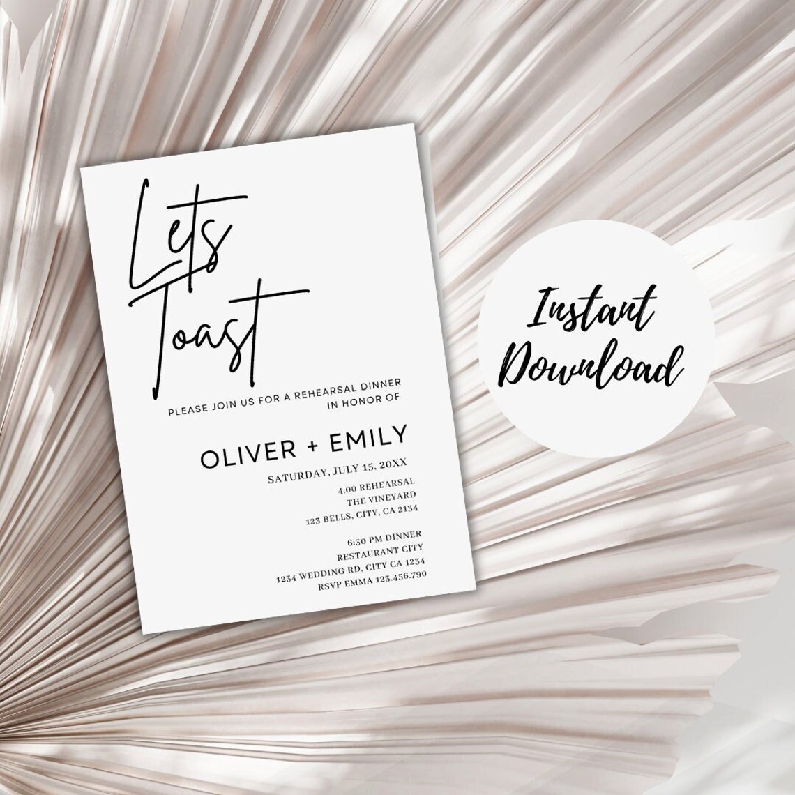 Lets Toast Invitation, Rehearsal Dinner Invitation, the Night Before ...