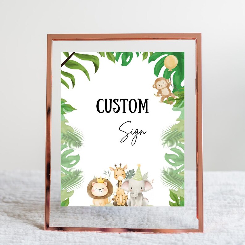 Custom Jungle Safari Birthday Welcome Sign for Party, Editable Safari ...