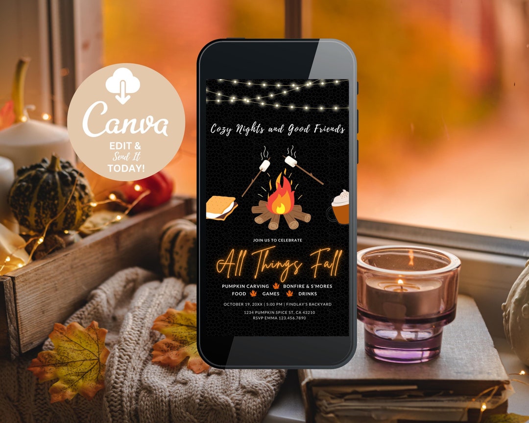 Editable Fall Party Invitation, Fall Mobile Invite, Fall Festival ...