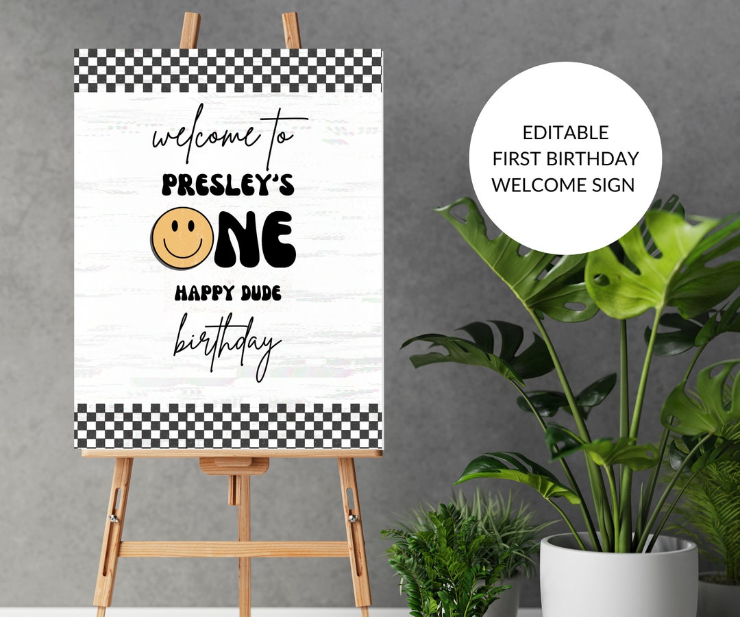 One Happy Dude Birthday Welcome Sign, Instant Download, First Birthday ...