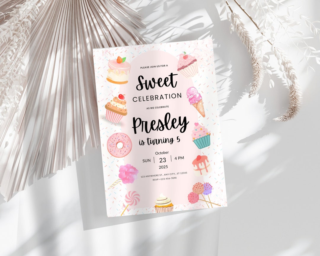 Editable Sweet Celebration Birthday Invitation,dessert Invitation, Ice ...