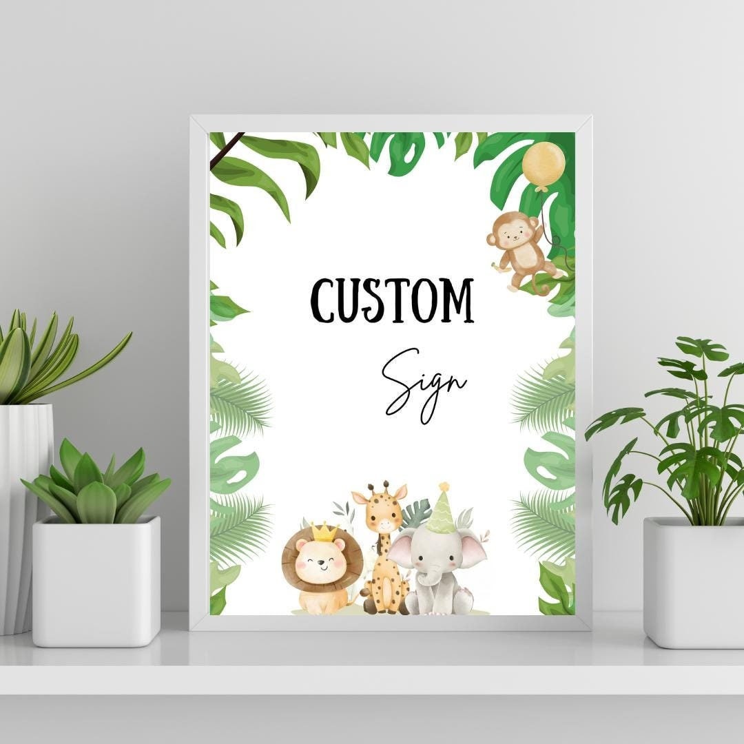 Custom Jungle Safari Birthday Welcome Sign for Party, Editable Safari ...