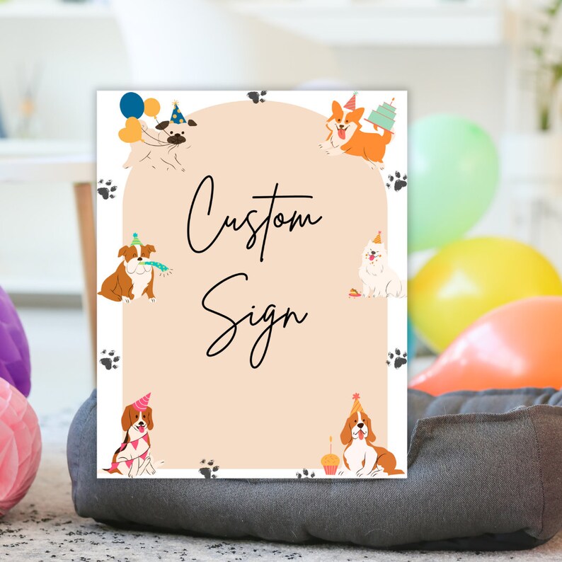 Lets Pawty Birthday Sign Template, Dog Birthday Sign, Dog Birthday ...