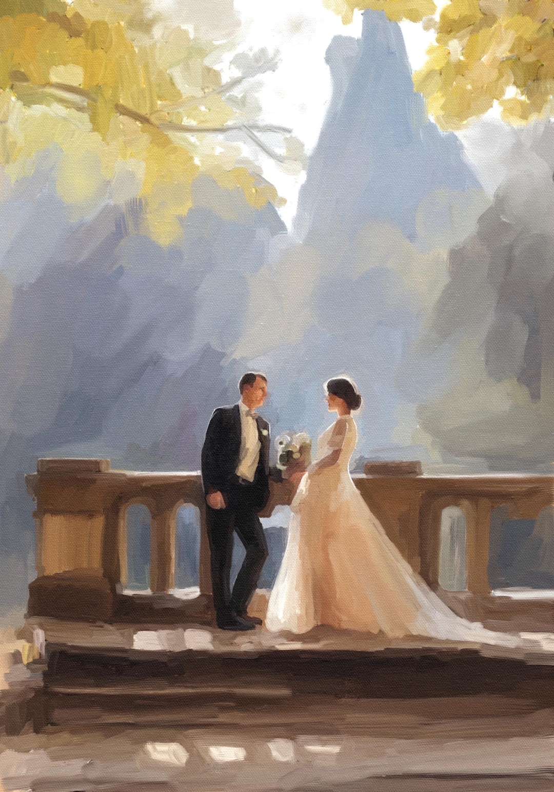 Wedding Oil Painting From Photo, Couple Portrait Painting, Custom ...