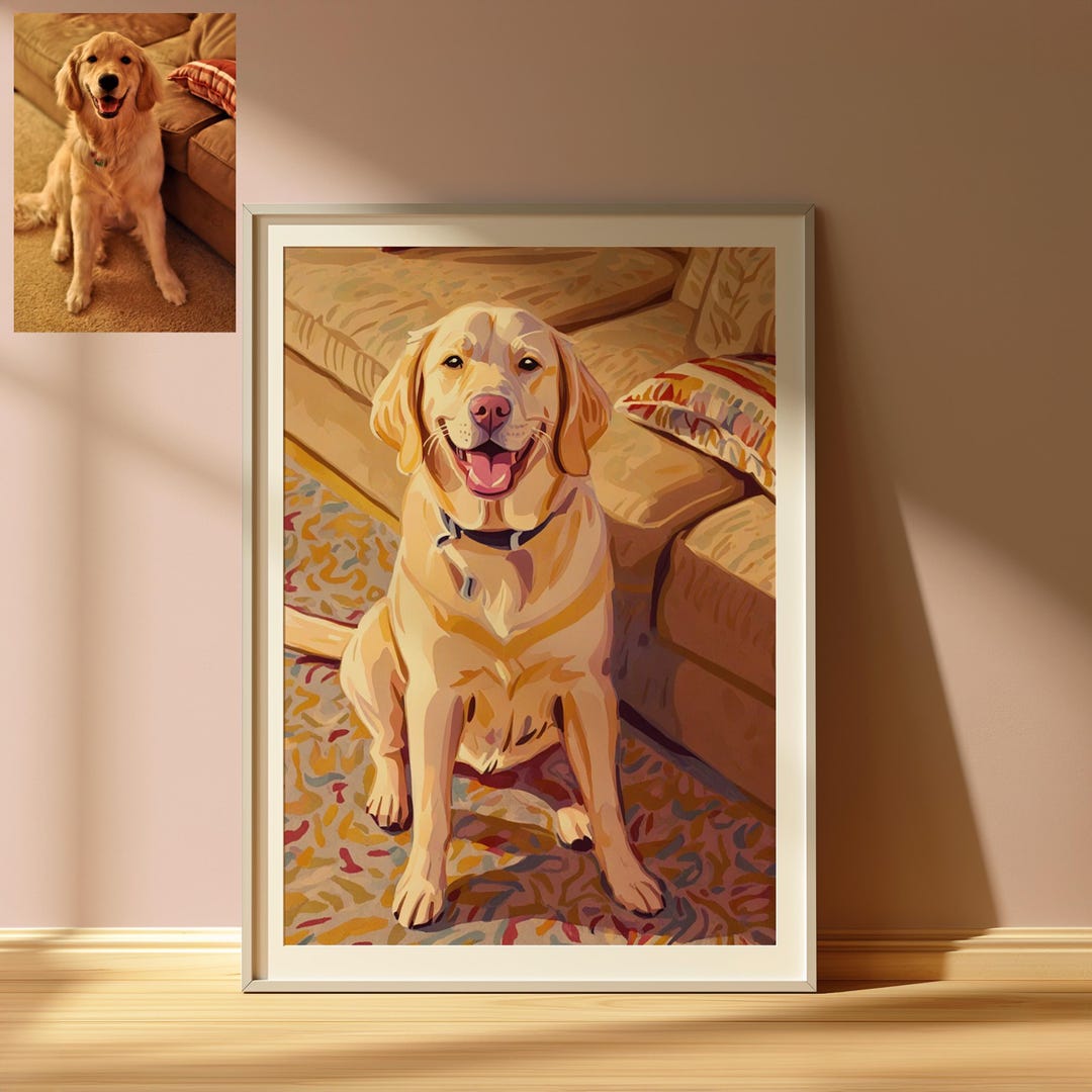 Pet Portrait Drawing Minimalist From Photo, Custom Digital Pet Portrait ...