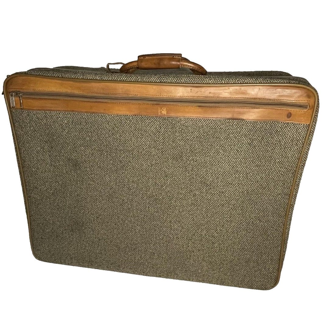 Vintage Hartmann Large 26in X 20in Classic Leather Belted Tweed Luggage ...