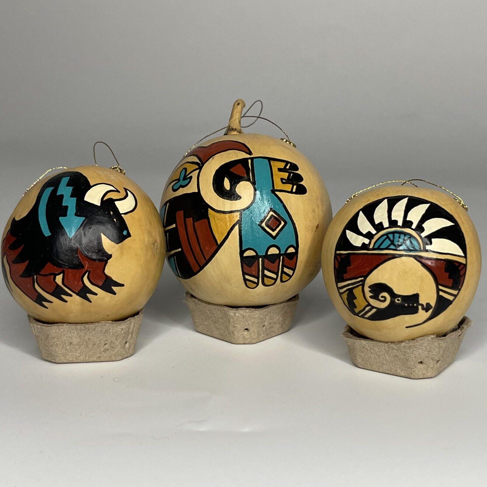 Native American Hopi 3 Pc Gourd Art Carol Beserra 1998 Christmas ...