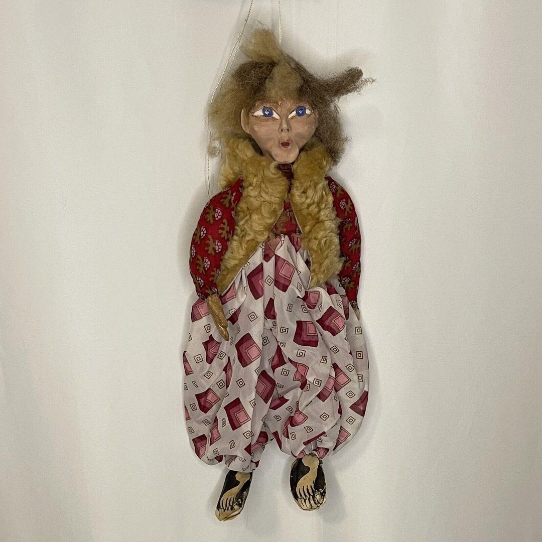 Vintage Doll Puppet 14" Tall Marionette Folk Art Puppet Doll Gypsy OOAK ...