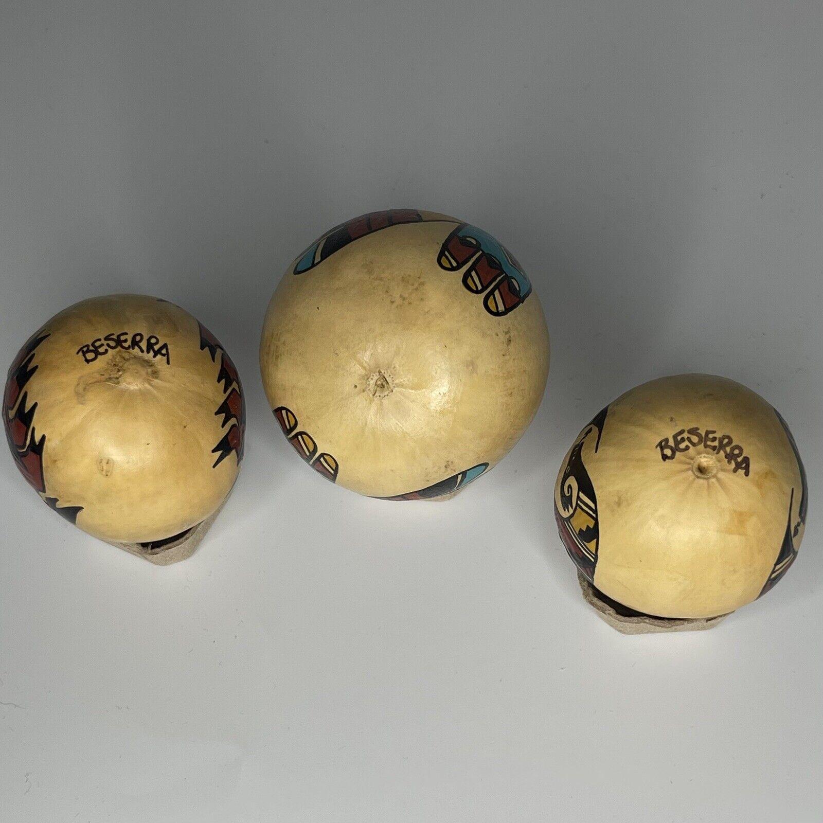 Native American Hopi 3 Pc Gourd Art Carol Beserra 1998 Christmas ...