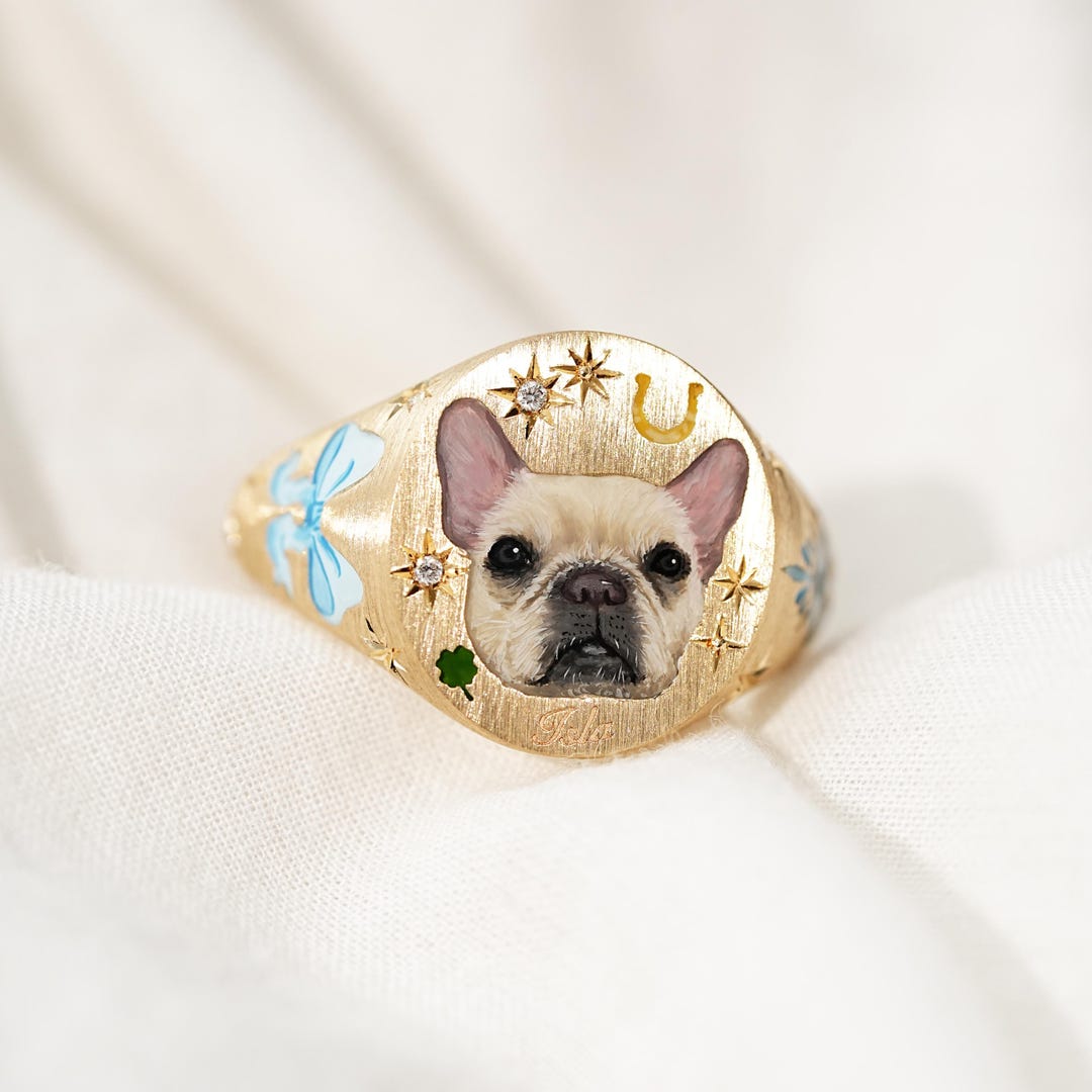 Custom Dog Face Ring, Pet Enamel Ring, Personalized Pet Jewelry, Dog ...