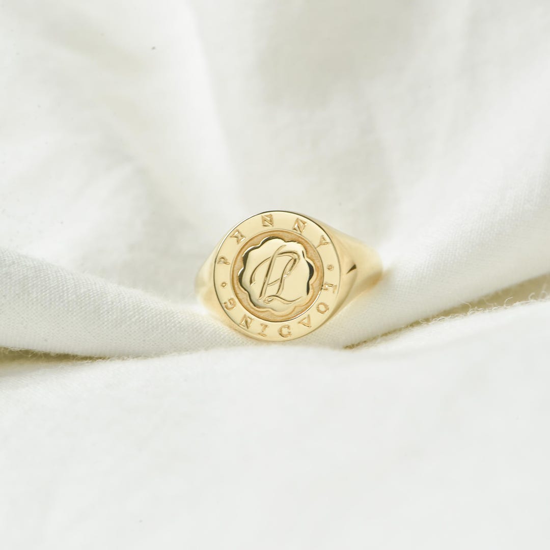 Custom Initial Ring, Hand Etching Ring, Signet Ring, Engagement Ring ...