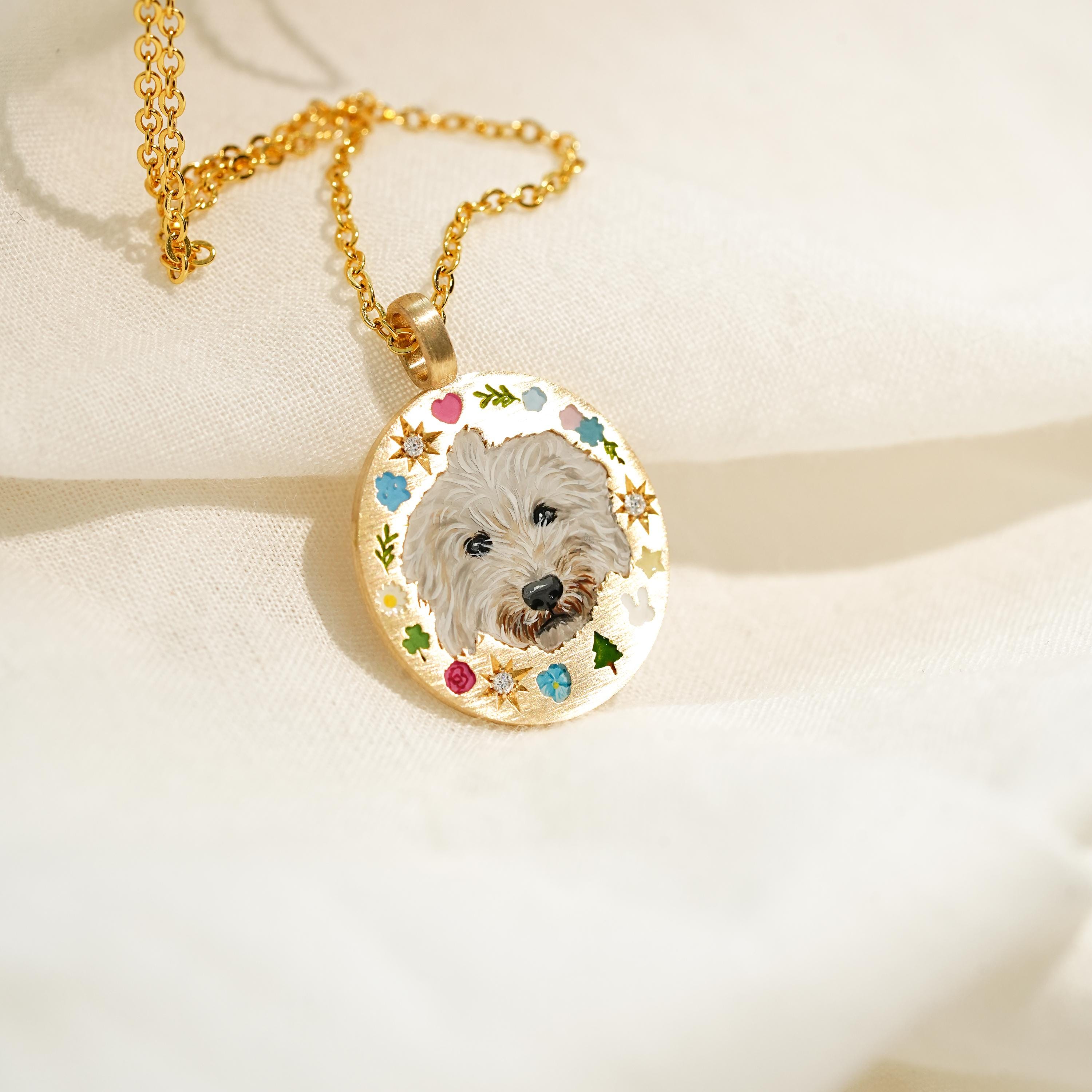 Personalized Pet Memorial Necklace, Pet Enamel Necklace, Pet Keepsake ...