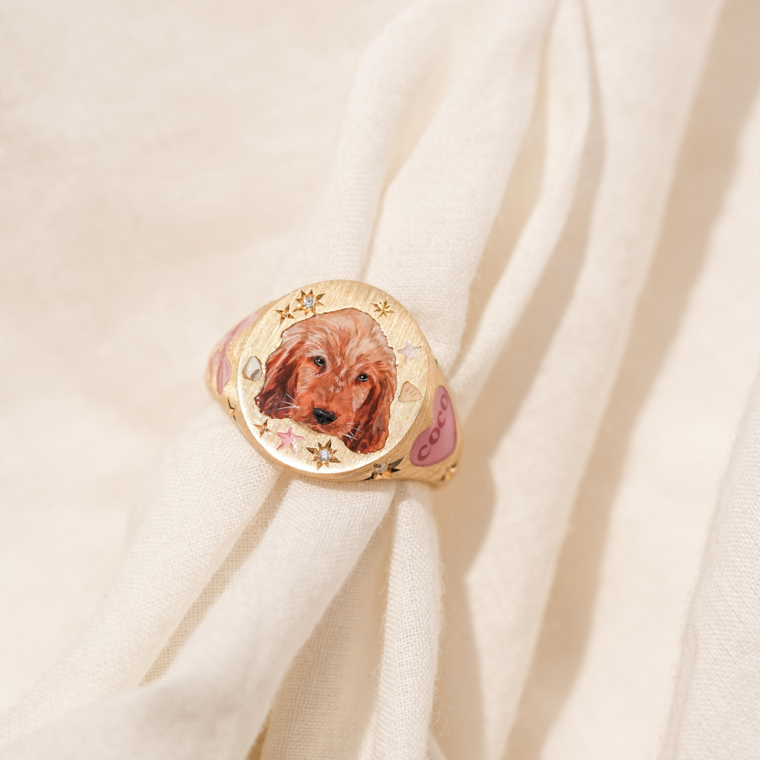 Personalized Dog Enamel Ring, Pet Keepsake Gift, Pet Memorial. Enameled ...
