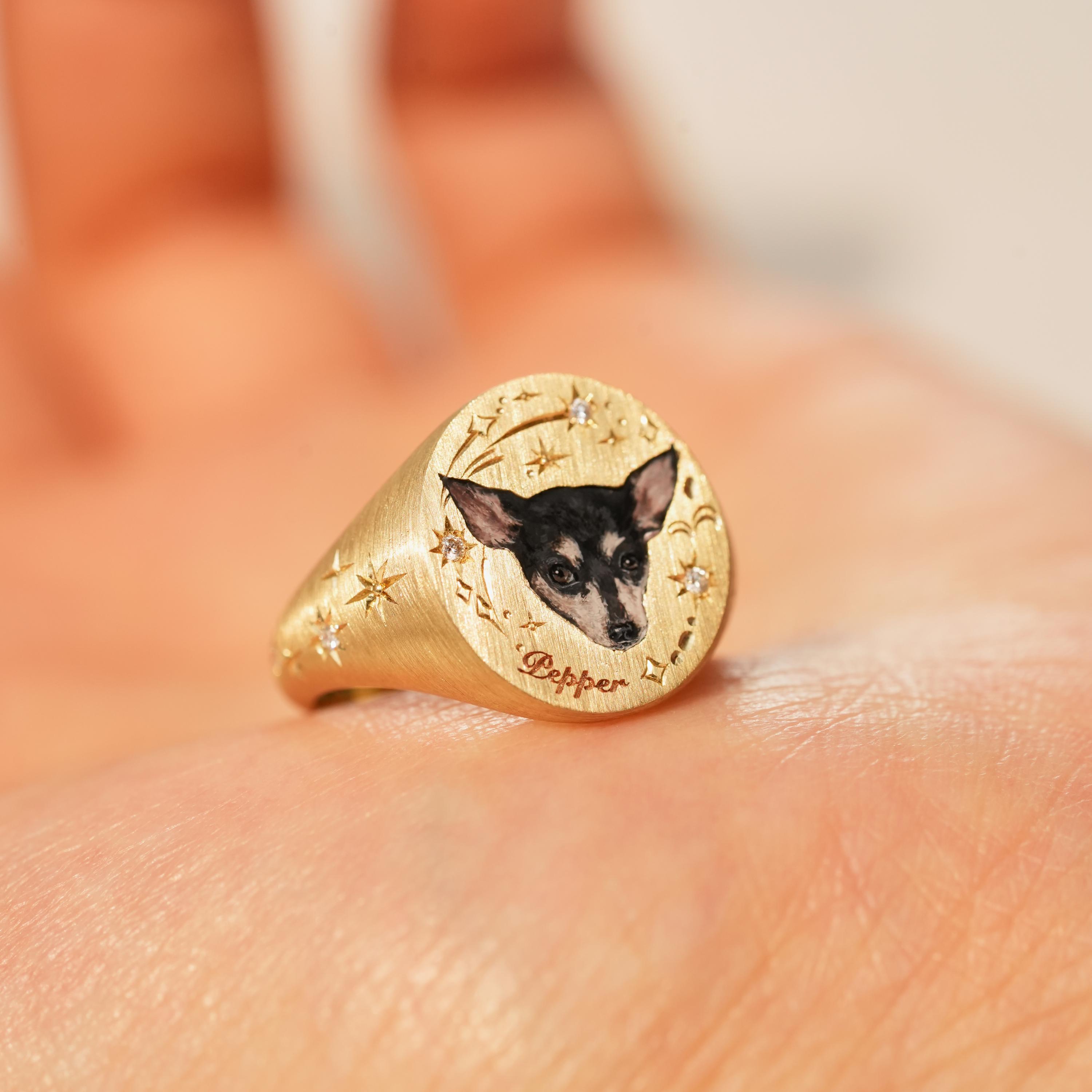 Personalized Dog Memorial Ring, Pet Enamel Ring, Pet Tribute, Dog ...