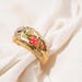 Custom Birth Flower Ring, Flower Enamel Ring, Vintage Heart Rings for ...