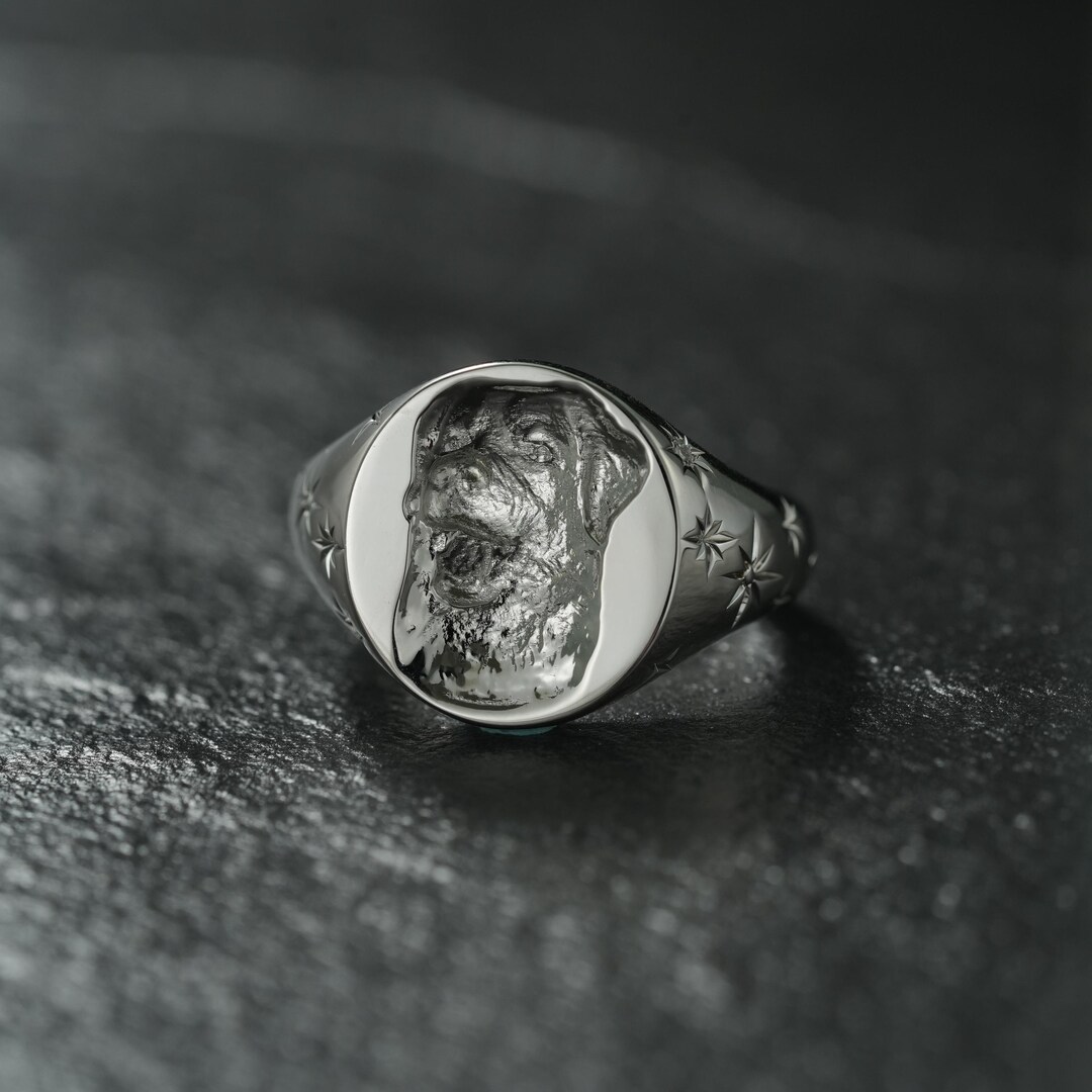 Custom Dog Signet Ring, Pet Memorial Ring, Hand Etching Ring, Pet ...