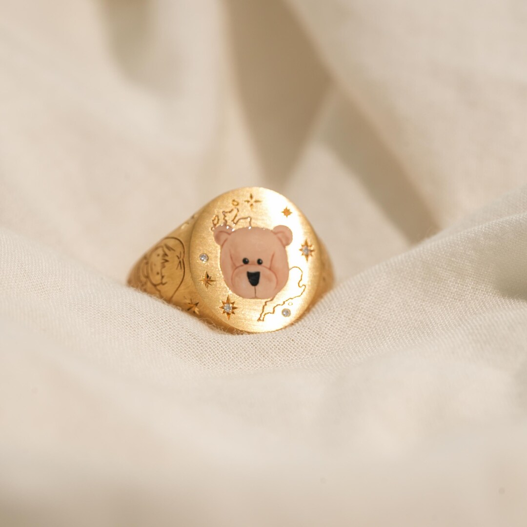 Personalized Teddy Bear Ring, Custom Photo Ring, Memorial Ring ...